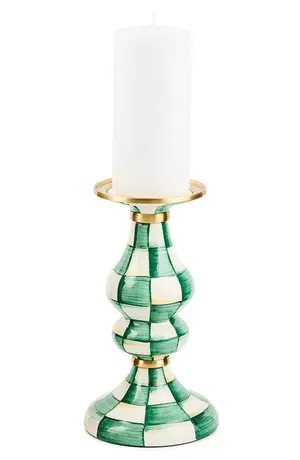 MACKENZIE-CHILDS Check Medium Pillar Candleholder