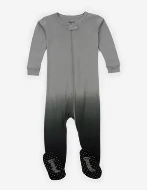 LEVERET Leveret Printed Cotton Footed Pajamas Tie Dye Gray