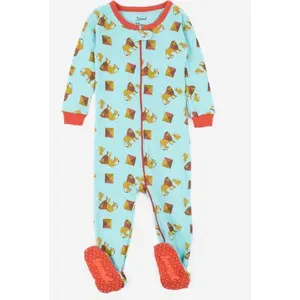 LEVERET Printed Footed Cotton Pajamas Lion