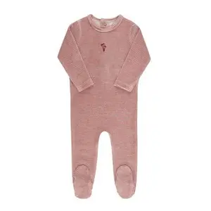 ELY'S & CO. Velour Stripe Footie - Dark Pink