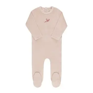 ELY'S & CO. Velour Stripe Footie - Light Pink