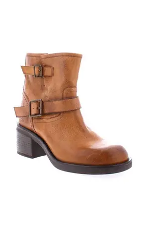 ROAN Spry Leather Ankle Boots With Buckle Detail - Pecan Hand Dyed Tremolo