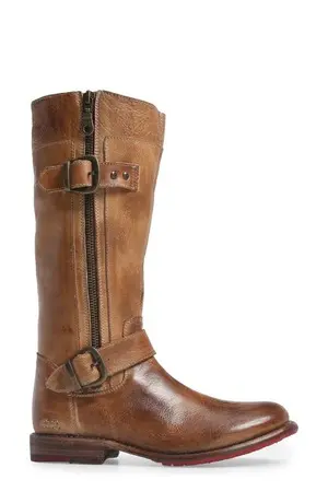 Bed Stu Distressed Leather Zip-up Moto Boots - Tan Rustic