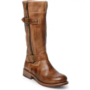 Bed Stu Distressed Leather Zip-up Moto Boots - Tan Rustic