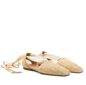 ANDREA GOMEZ Desi Raffia Flat - Tan