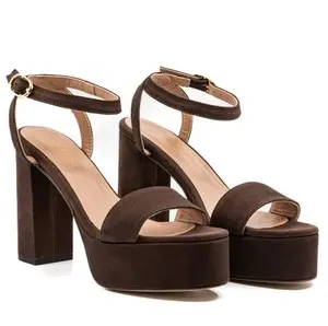 ANDREA GOMEZ Becka Suede Platform Sandal - Chocolate