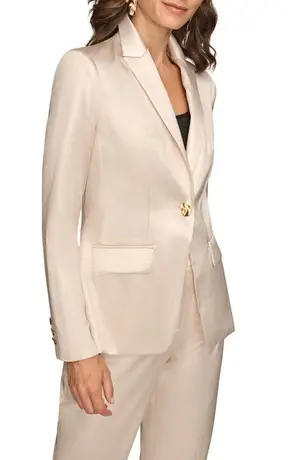 Donna Karan New York Satin One-button Blazer - Ivory