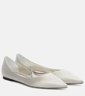 JIMMY CHOO Love Satin Ballet Flats - Silver