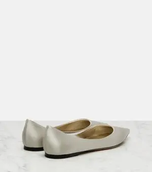 JIMMY CHOO Love Satin Ballet Flats - Silver