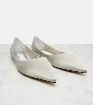 JIMMY CHOO Love Satin Ballet Flats - Silver