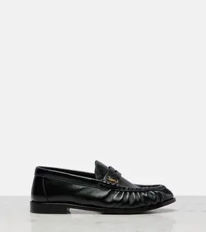 Saint Laurent Leather Penny Loafers - Black