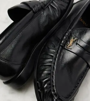 Saint Laurent Leather Penny Loafers - Black
