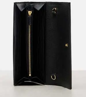 Gucci Gg Marmont Leather-trimmed Wallet On Chain - Black