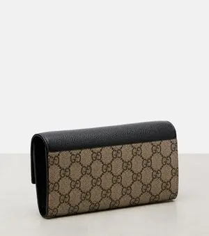 Gucci Gg Marmont Leather-trimmed Wallet On Chain - Black