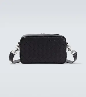 Bottega Veneta Intrecciato Small Leather Crossbody Bag - Black