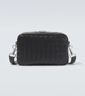 Bottega Veneta Intrecciato Leather Crossbody Bag - Black