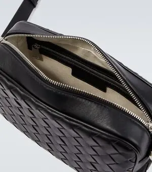 Bottega Veneta Intrecciato Leather Crossbody Bag - Black
