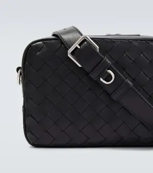 Bottega Veneta Intrecciato Leather Crossbody Bag - Black