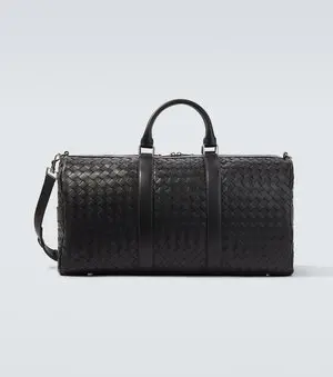 Bottega Veneta Intrecciato Leather Duffel Bag - Black