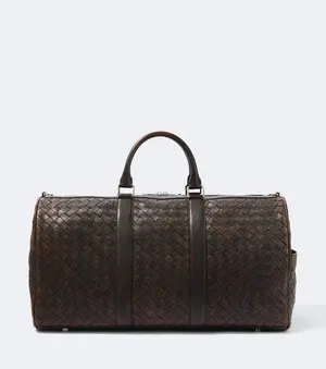 Bottega Veneta Intrecciato Leather Duffel Bag - Brown