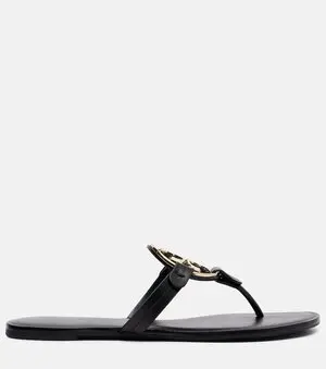 Tory Burch Metal Miller Leather Thong Sandals - Black