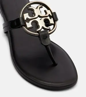 Tory Burch Metal Miller Leather Thong Sandals - Black