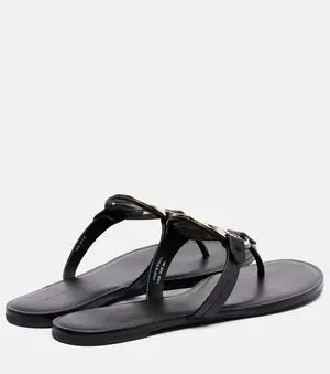 Tory Burch Metal Miller Leather Thong Sandals - Black