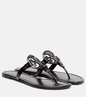 Tory Burch Miller Leather Thong Sandals - Black