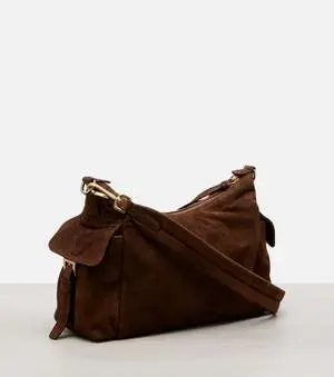 Prada Explore Large Suede Shoulder Bag - Brown