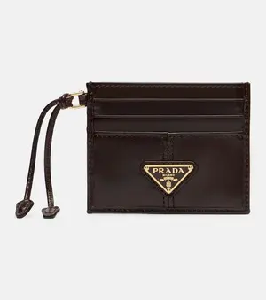 Prada Leather Card Holder - Brown