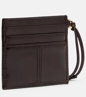 Prada Leather Card Holder - Brown