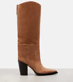 JIMMY CHOO Cece 80 Suede Knee-high Boots - Brown