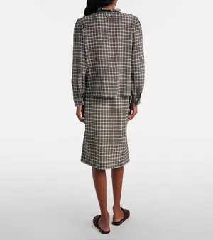 Prada Checked Silk-blend Georgette Shirt - Blue