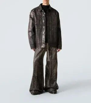 Rick Owens Coated Denim Jacket /grizzly - Black