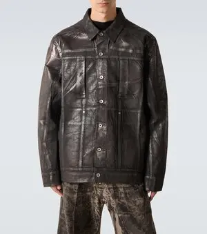 Rick Owens Coated Denim Jacket /grizzly - Black