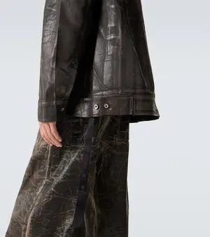 Rick Owens Coated Denim Jacket /grizzly - Black