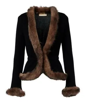Valentino Garavani Shearling-trimmed Cashmere Jacket - Black