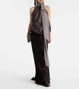 Dries Van Noten Printed Halterneck Silk Top