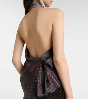 Dries Van Noten Printed Halterneck Silk Top