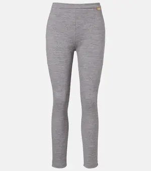 Balmain Wool And Cotton-blend Leggings - Grey