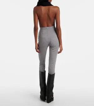 Balmain Wool And Cotton-blend Leggings - Grey