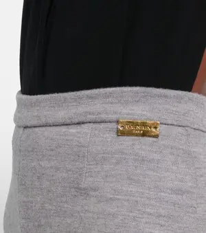 Balmain Wool And Cotton-blend Leggings - Grey