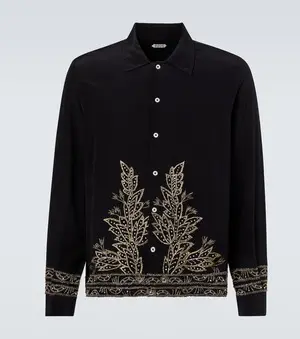 BODE Beaded Epoque Embellished Silk Shirt