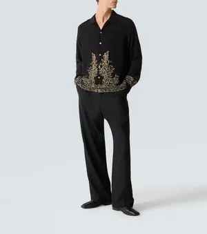 BODE Beaded Epoque Embellished Silk Shirt