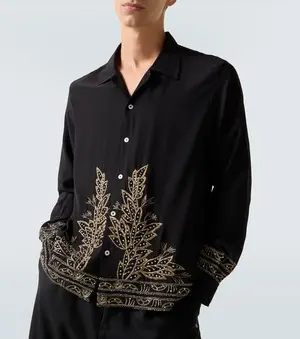 BODE Beaded Epoque Embellished Silk Shirt