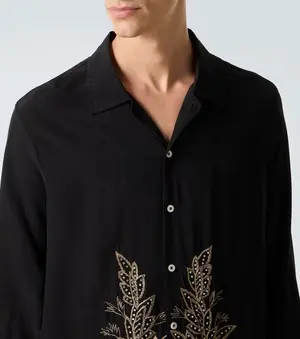 BODE Beaded Epoque Embellished Silk Shirt