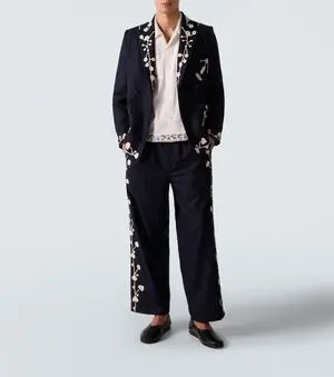 BODE Snowdrop Wide-leg Wool-blend Pants