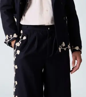 BODE Snowdrop Wide-leg Wool-blend Pants