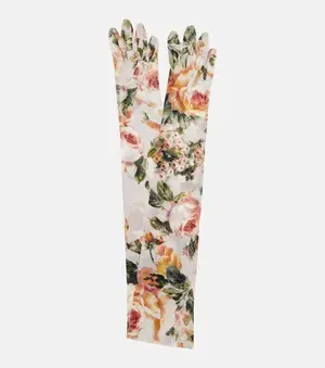 Magda Butrym Sheer Floral Gloves - Multicoloured