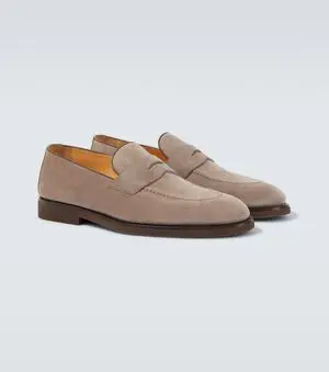 Brunello Cucinelli Suede Penny Loafers - Grey
